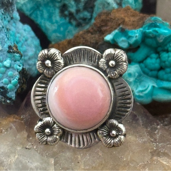 Jewelry | Queen Pink Conch Southwestern Picture Floral Frame Sterling ...